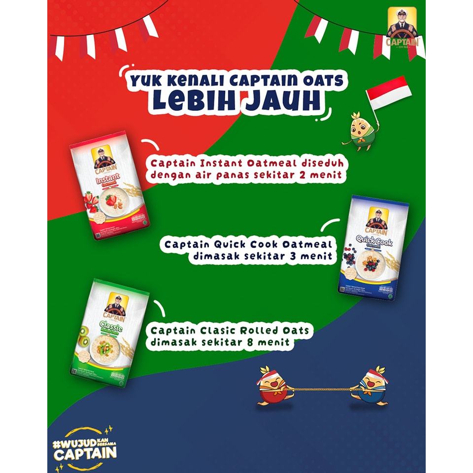 Jual Captain Oatmeal 800g Wholegrain Oat | Shopee Indonesia