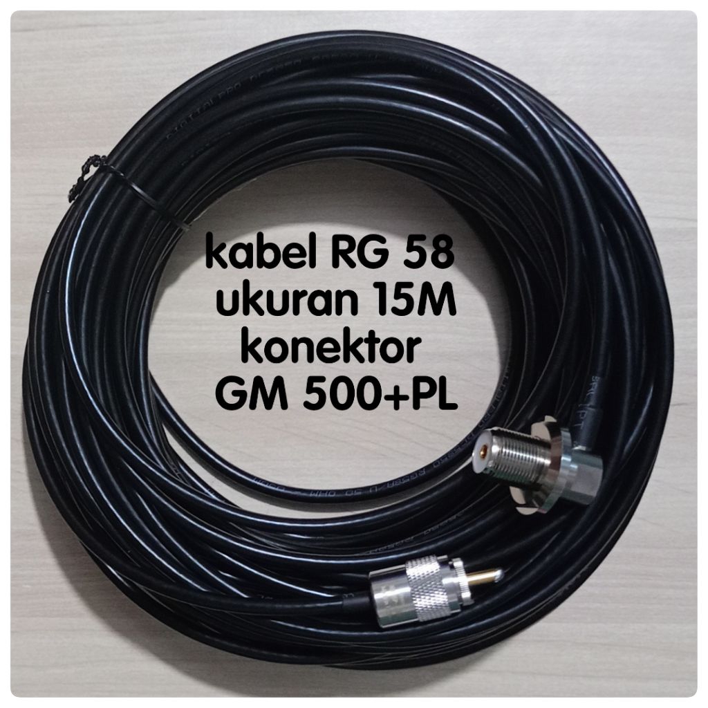 Jual Kabel Antena RG 58 ukuran 15Meter untuk Radio RIG terpasang konektor GM 500+PL | Shopee ...