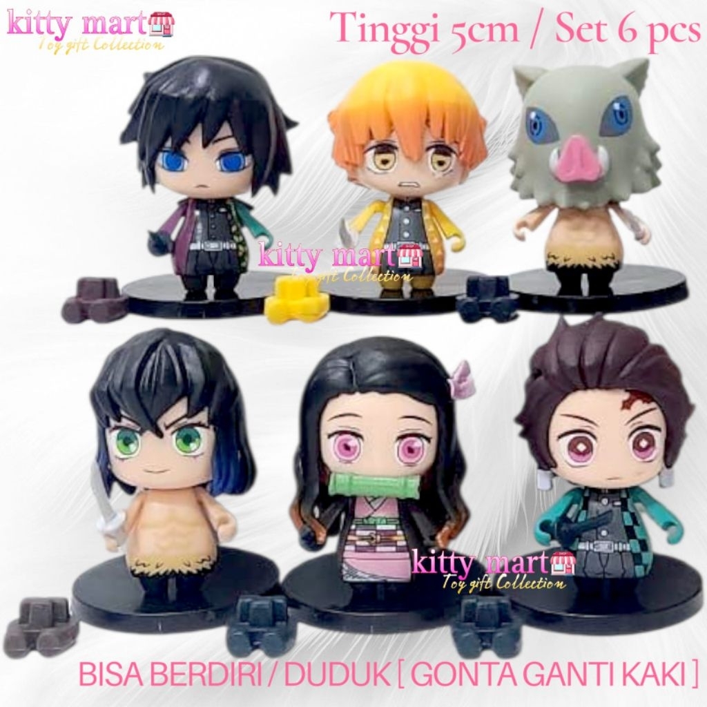 Jual Action Figure Demon Slayer Chibi Set 6 Pcs Tinggi 5cm Bisa Di ...