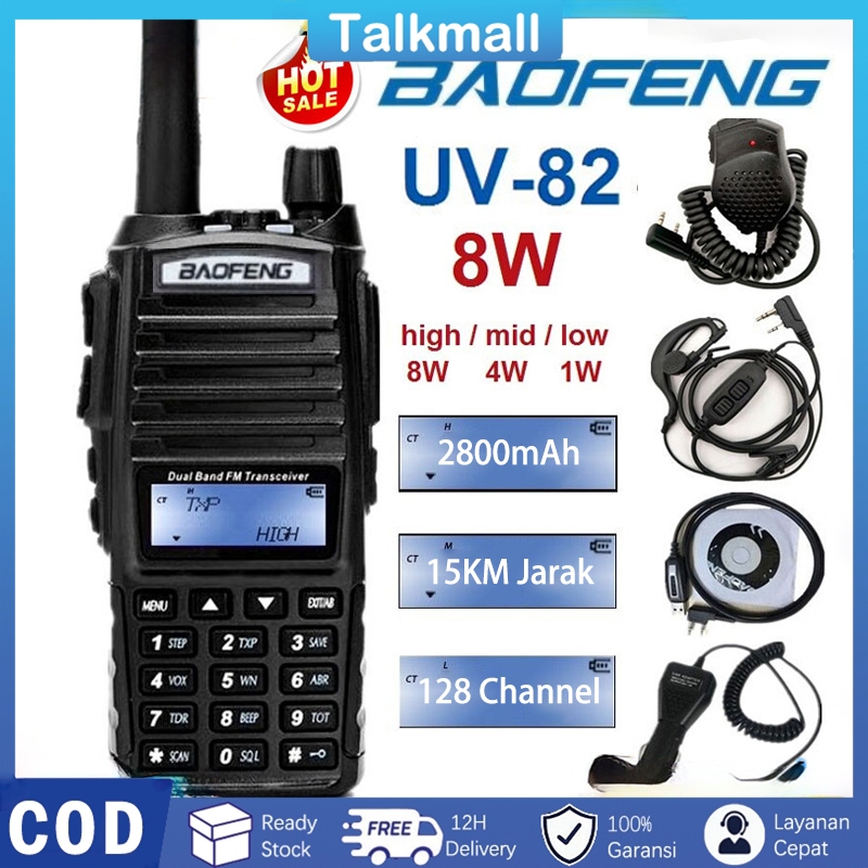 Jual 【100%Ori】HT Baofeng UV82 Walkie Talkie 8W 2800mAh Dual Band UHF/VHF Jarak Jauh 15KM UV82 ...