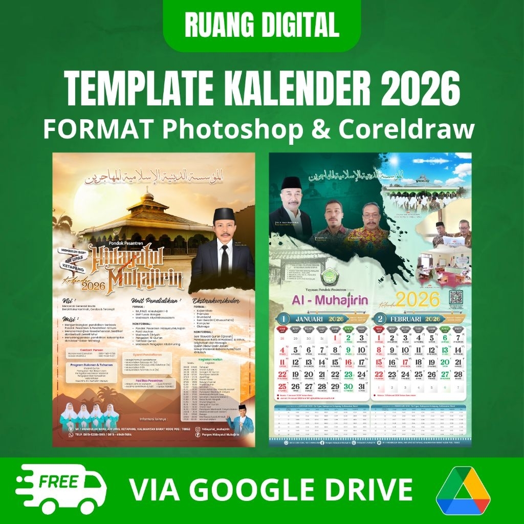 Jual Template Kalender 2026 ( 2 Bulanan ) Format PSD & CDR - Lengkap Jawa Hijriyah | Shopee ...