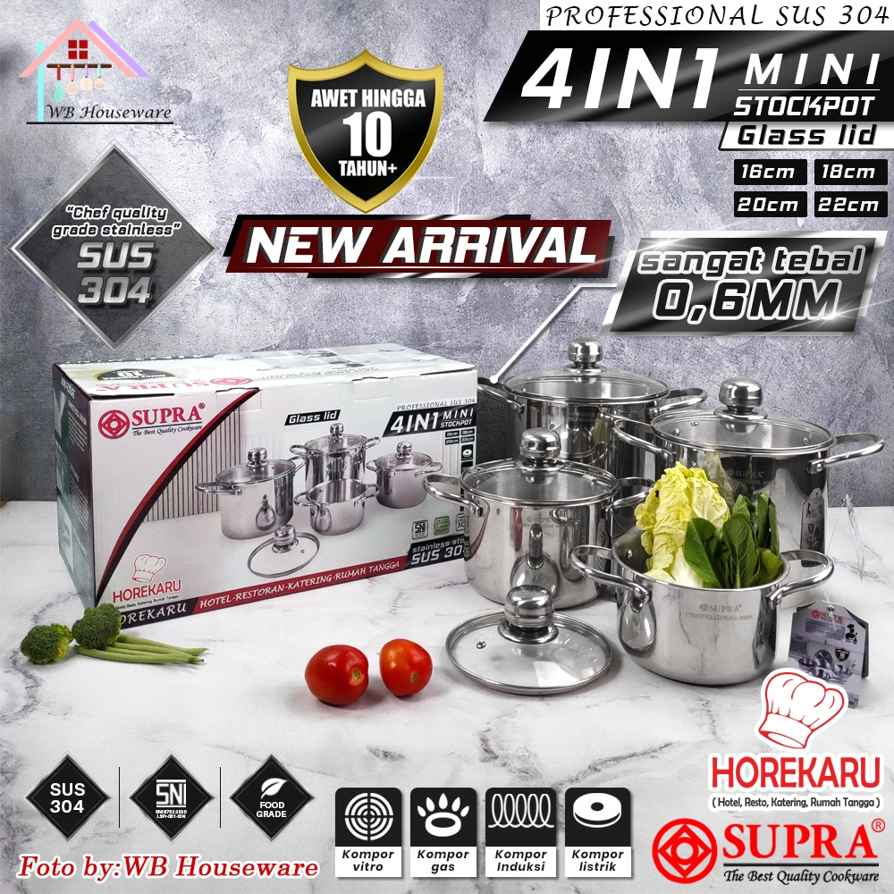 Jual SUPRA New 2025 Panci set mini stock pot 4 in 1 stainless steel ...