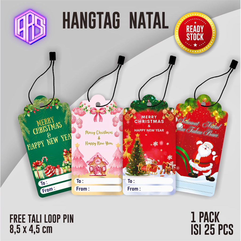 Jual (25PCS) Hangtag Natal Merry Christmas And Happy New Year/ Kartu ...