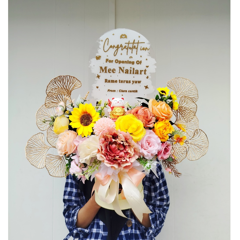 Jual Bloom box akrilik bunga palsu custom tulisan | Bloom box flower ...