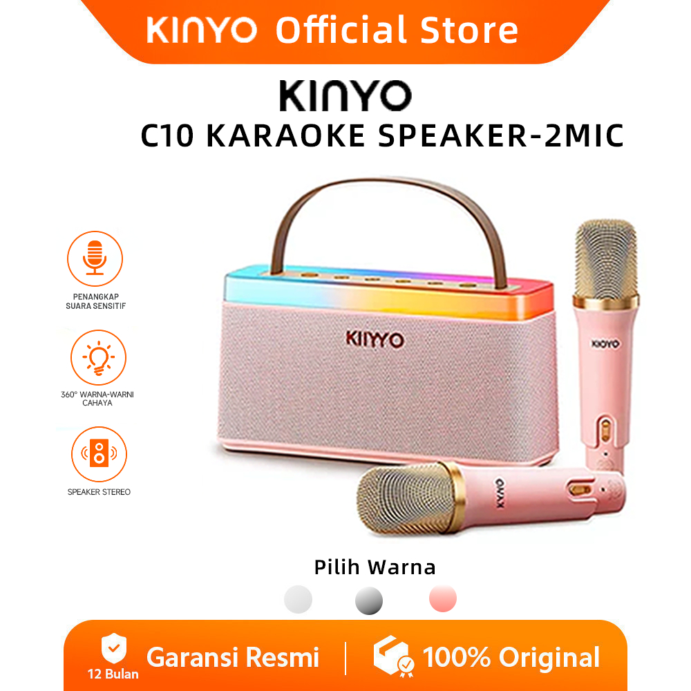 Jual KINYO C10 speaker bluetooth super bass RGB 4000mAh WITH 2 MICROPHONE HIFI STEREO Garansi 1 ...