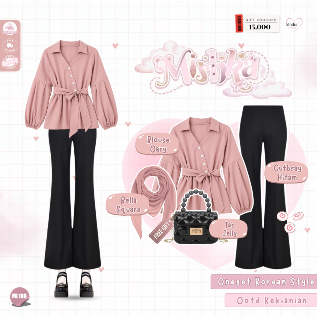 Jual Oneset Korean Style Remaja ( Tas Jelly Hitam + Hijab Bella Square ...