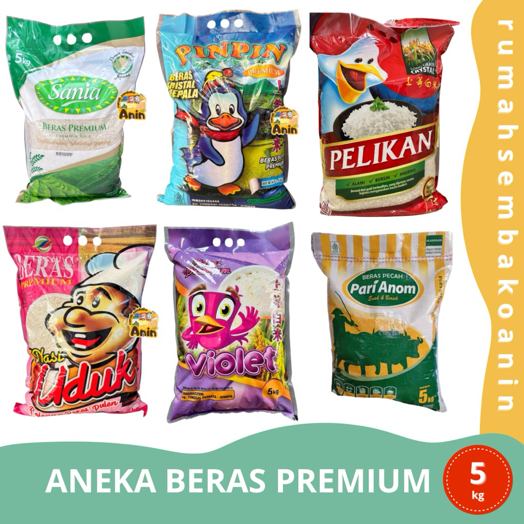 Jual (ECER) ANEKA BERAS PREMIUM 5KG / BERAS PINPIN 5KG / BERAS SANIA ...