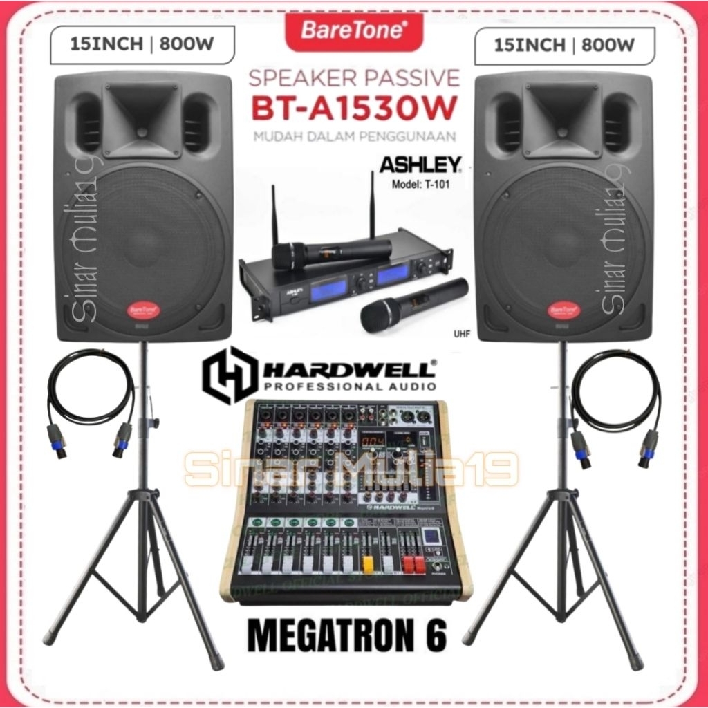 Jual Paket Sound System Speaker 15 Inch BareTone BT A1530W Power Mixer ...