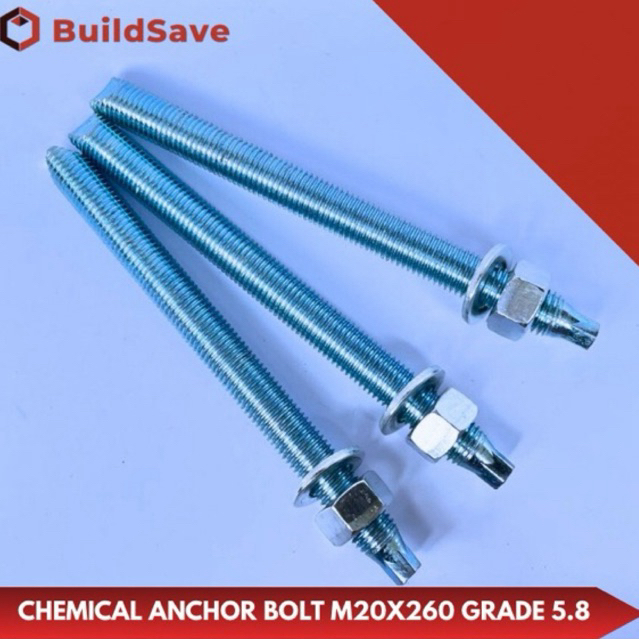 Jual CHEMICAL ANCHOR ANGKUR STUD BOLT M20 X 260 GRADE 5.8 | Shopee ...