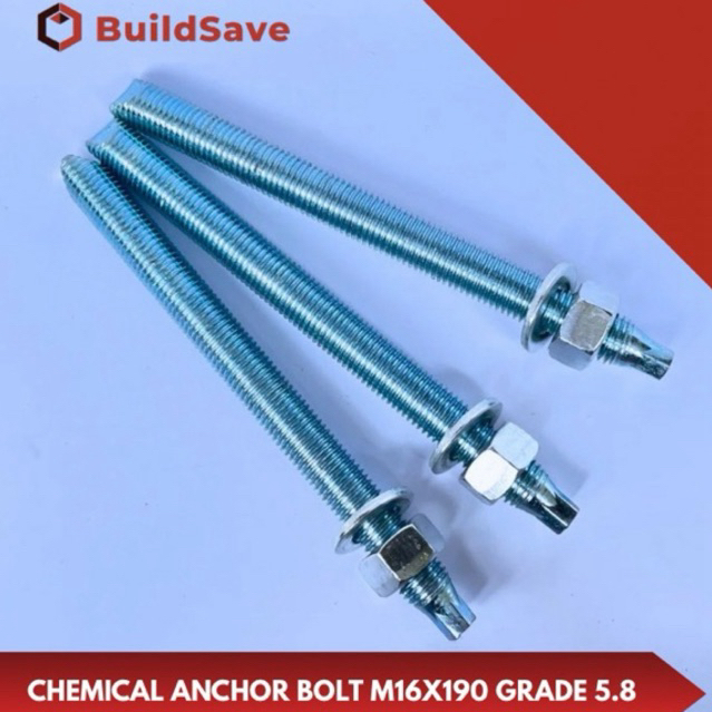Jual CHEMICAL ANCHOR STUD BOLT ANGKUR M16X190 GRADE 5.8 | Shopee Indonesia