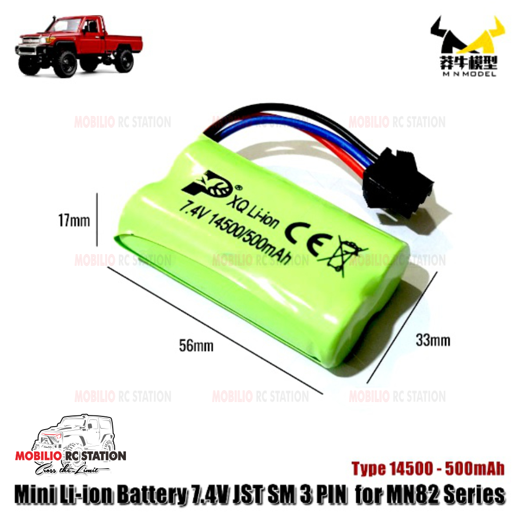 Jual Mini Li-ion Battery 7.4V JST SM 3 PIN 14500 500mAh for RC MN82 ...