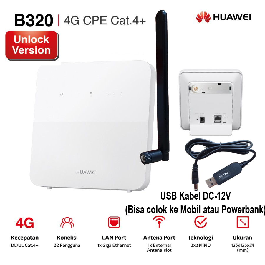 Jual Modem Unlocked Huawei 4G LTE B320 Wireless 4G CPE 5s 300Mbps Modem ...