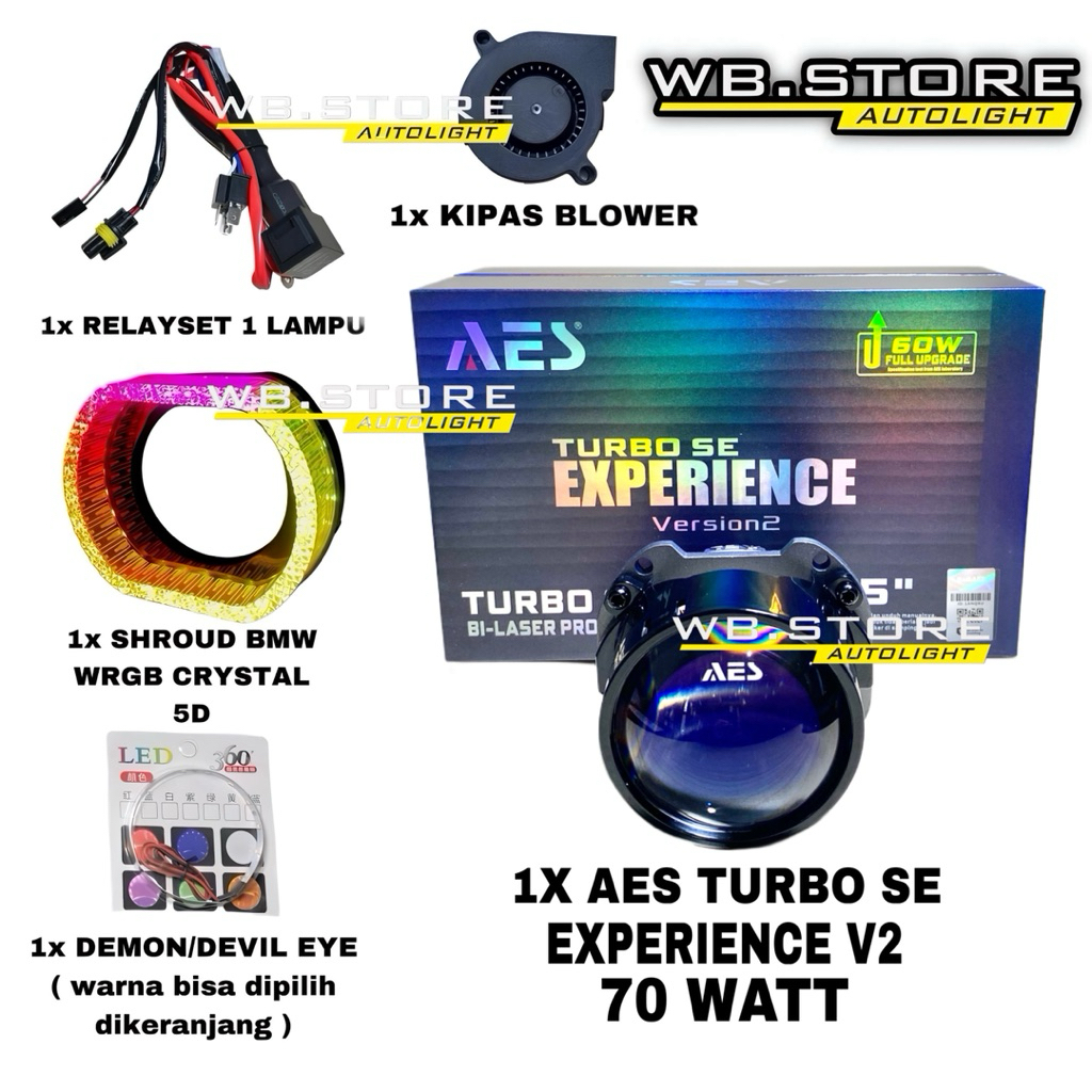 Jual AES TURBO SE EXPERIENCE V2 PAKET ORIGINAL BILED 60watt/70watt ...