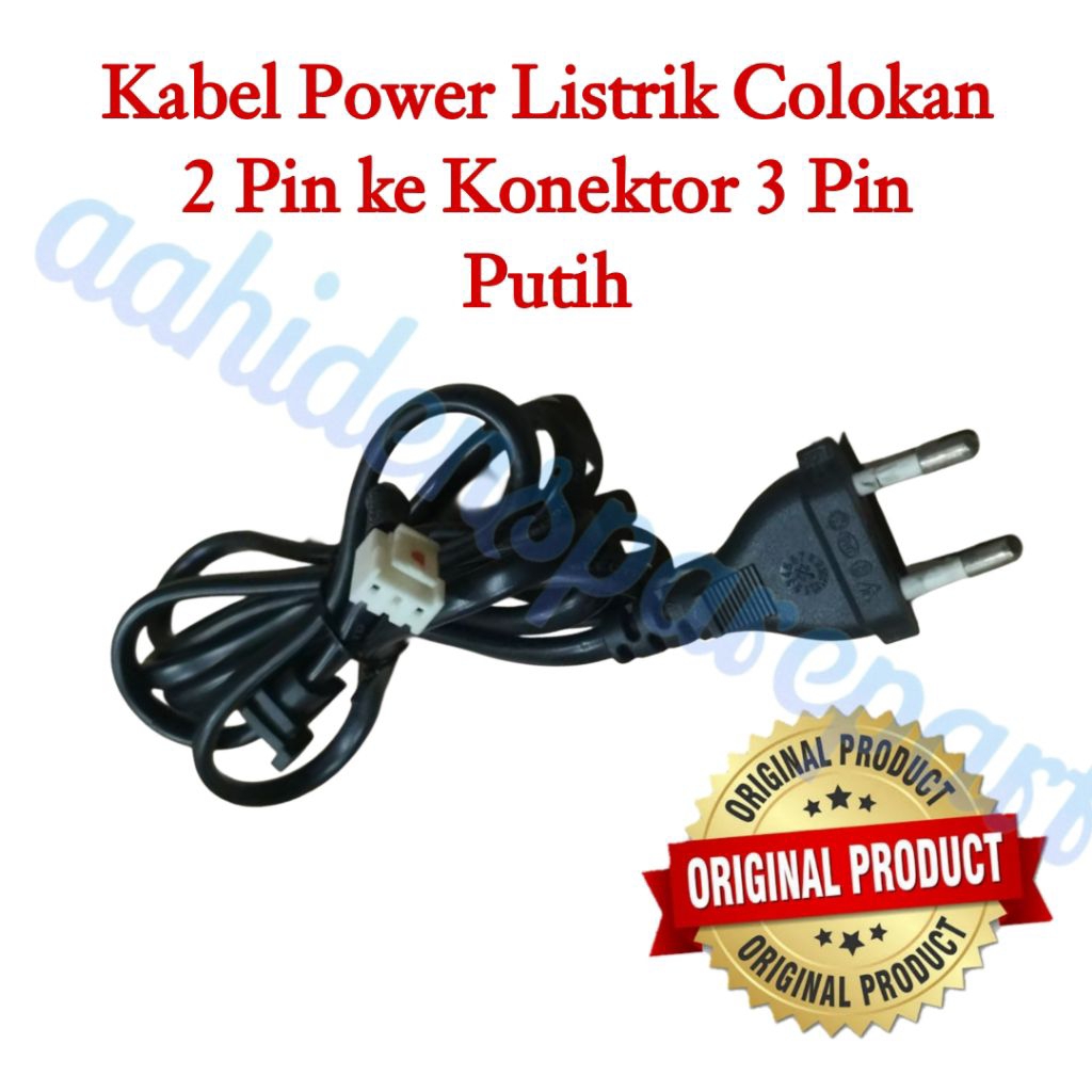 Jual Kabel Power Listrik Colokan 2 Pin ke Konektor 3 Pin Putih | Shopee ...