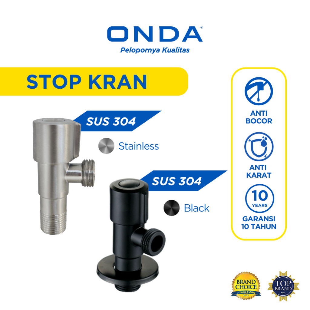 Jual ONDA Stop Kran Toilet 2 Cabang 1/2 In Kran Kloset 1 Cabang Arah ...