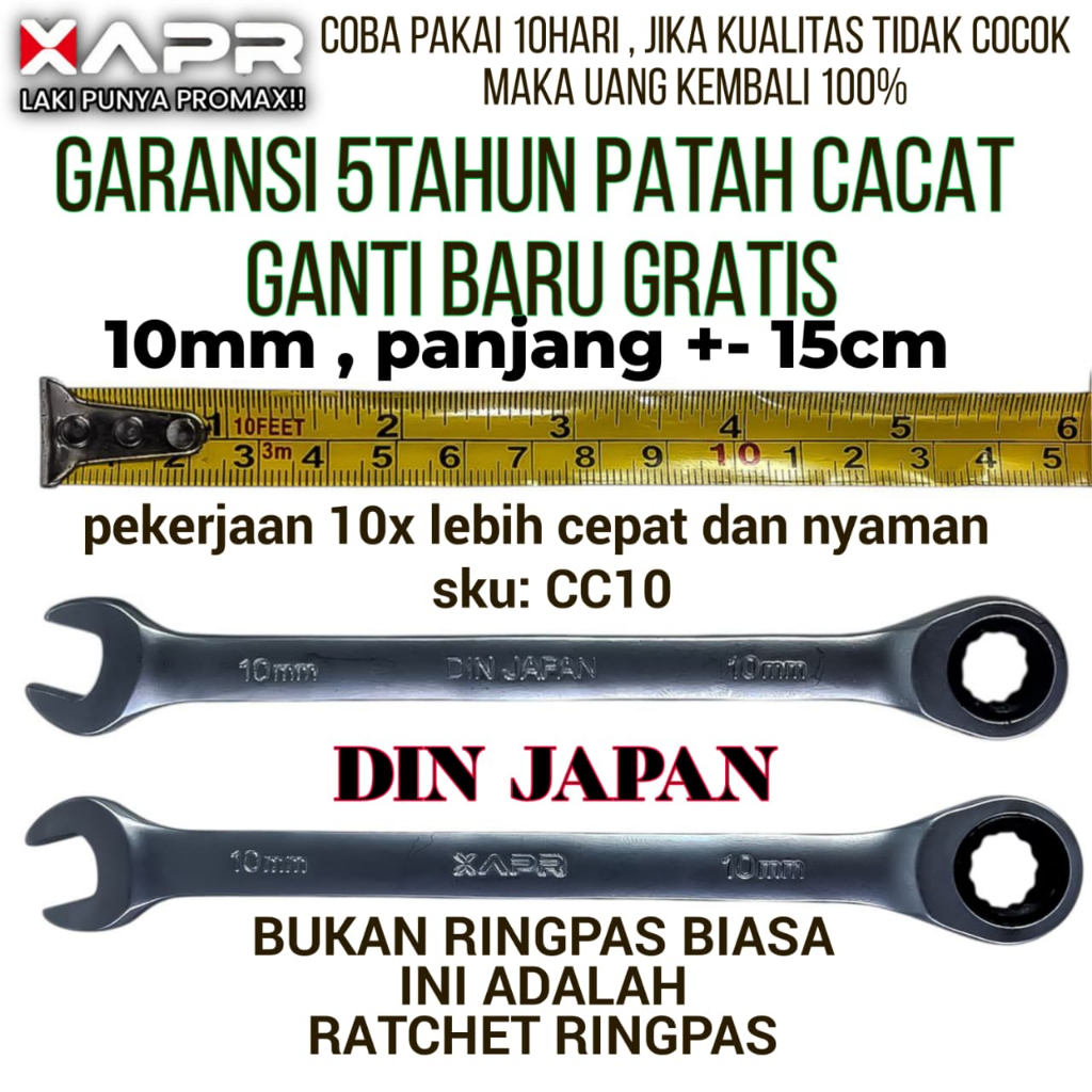 Jual RAJA KUNCI RING PAS RACHET APR XAPR BAJA TITANIUM VANADIUM 10MM ...