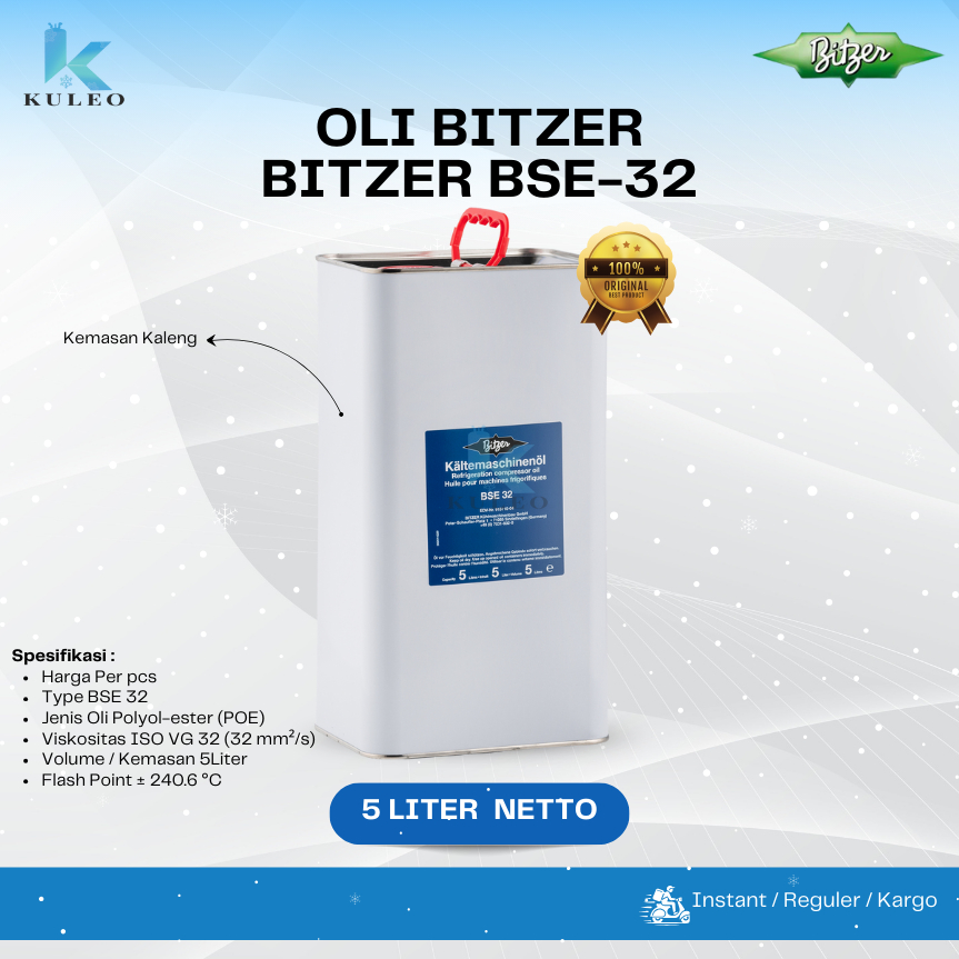 Jual Oli Kompresor Bitzer BSE 32 POE Oil 5 Liter Original - Oli Bitzer ...