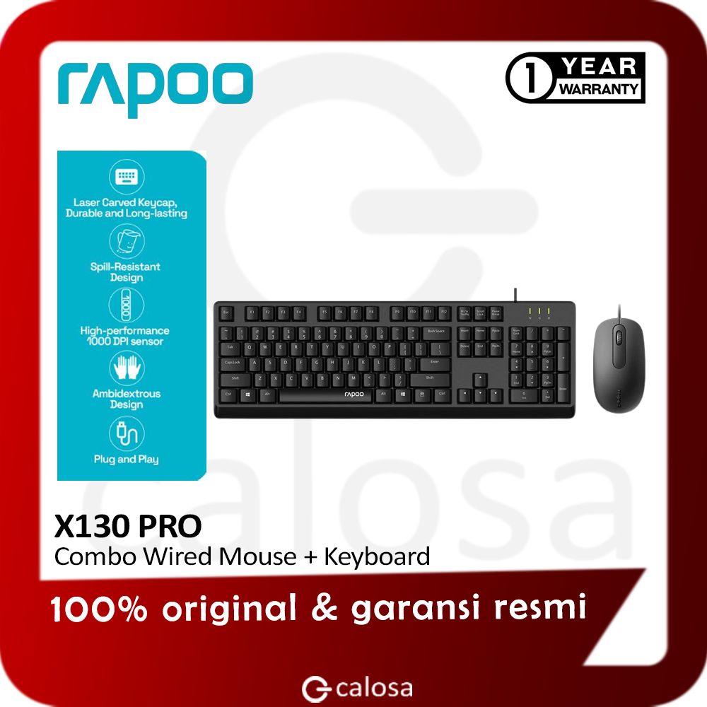 Jual Keyboard Mouse - Rapoo X130Pro Wired Optical Mouse & Keyboard X130 ...