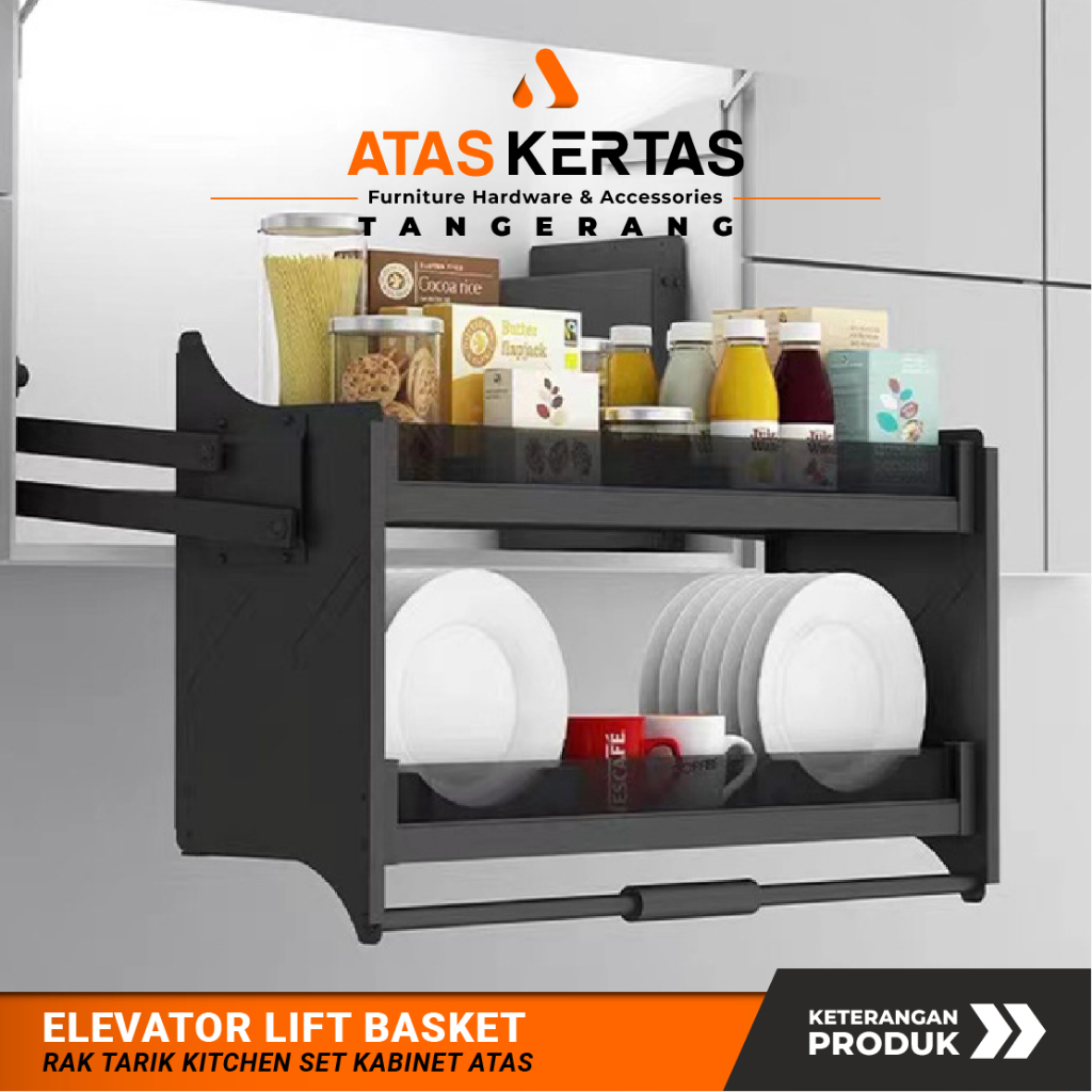 Jual rak piring tarik Dapur Elevator Dish Rack Pull Down Aluminium ...