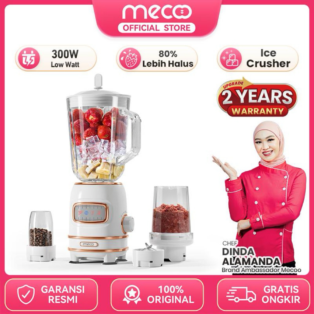 Jual MECOO Most Aesthetic 4in1 Ice Crusher Blender 300 Low Watt BPA ...