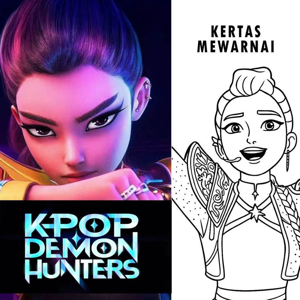 Jual 15 Lembar A5 | Kertas Mewarnai tema KPOP DEMON HUNTER | 15 Kertas ...