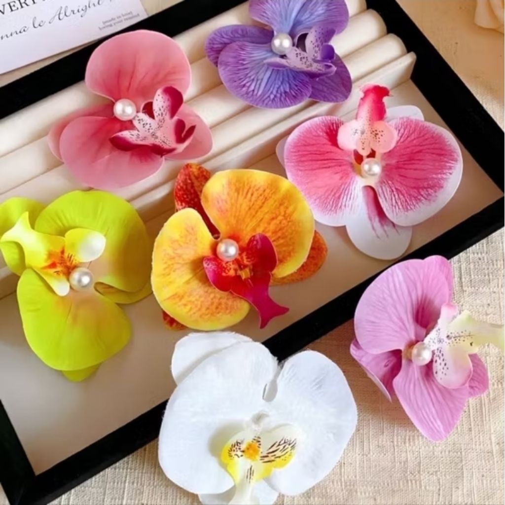 Jual Jepit Bunga Hiasan Rambut Wanita Anggrek kupu kupu hairclip flower ...