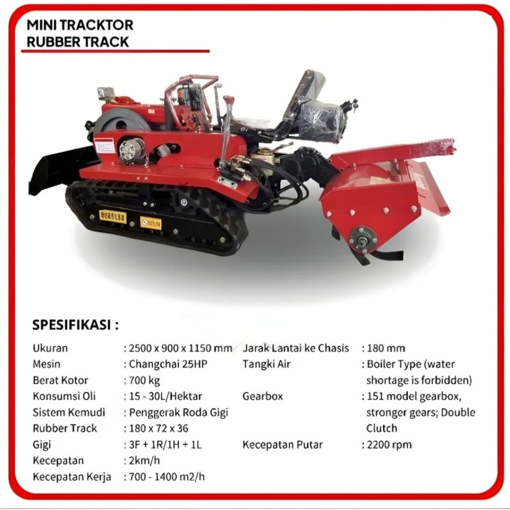 Jual Traktor Mini Rubber Track 25 HP Mini Traktor Bajak Tanah Sawah ...