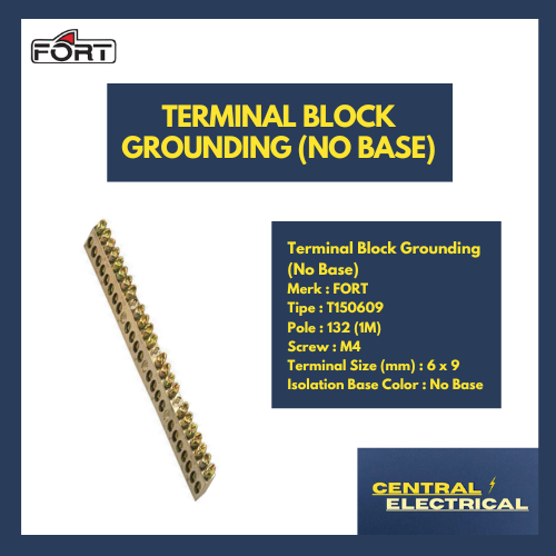 Jual FORT Terminal Block Grounding M4 (No Base), 132 (1M) 6 X 9mm merk ...