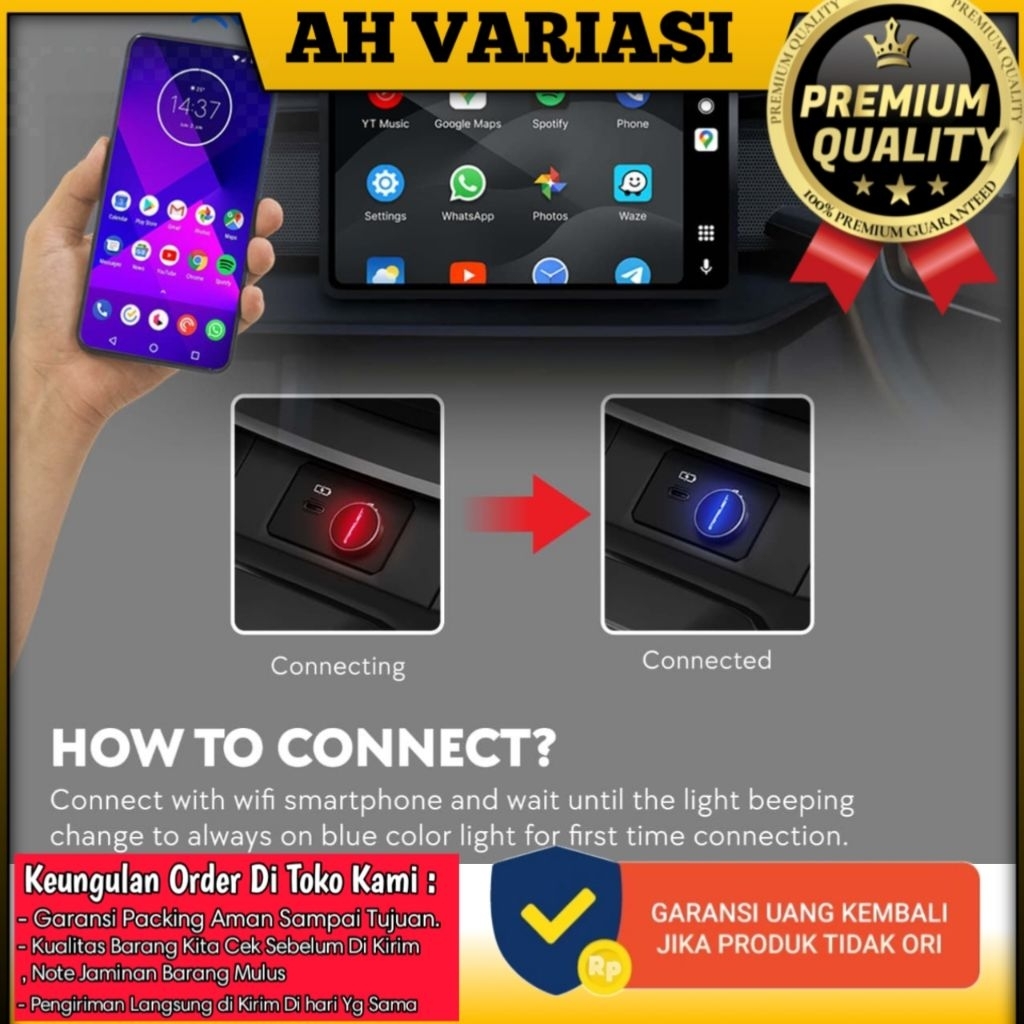 Jual DESTINATOR - Car Wired to Wireless Apple CarPlay & Android Auto ...