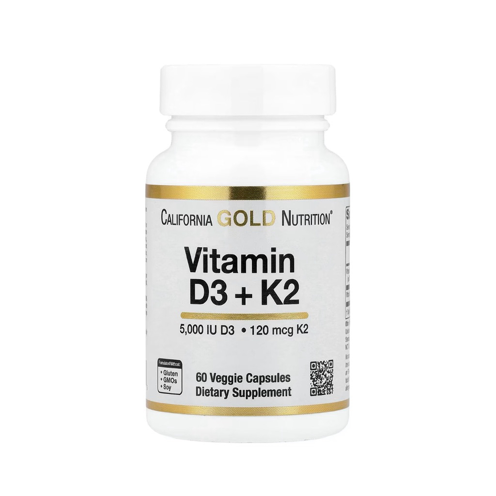 Jual California Gold Nutrition Vitamin D3 K2 as MK-7 60 Veggie Capsules ...