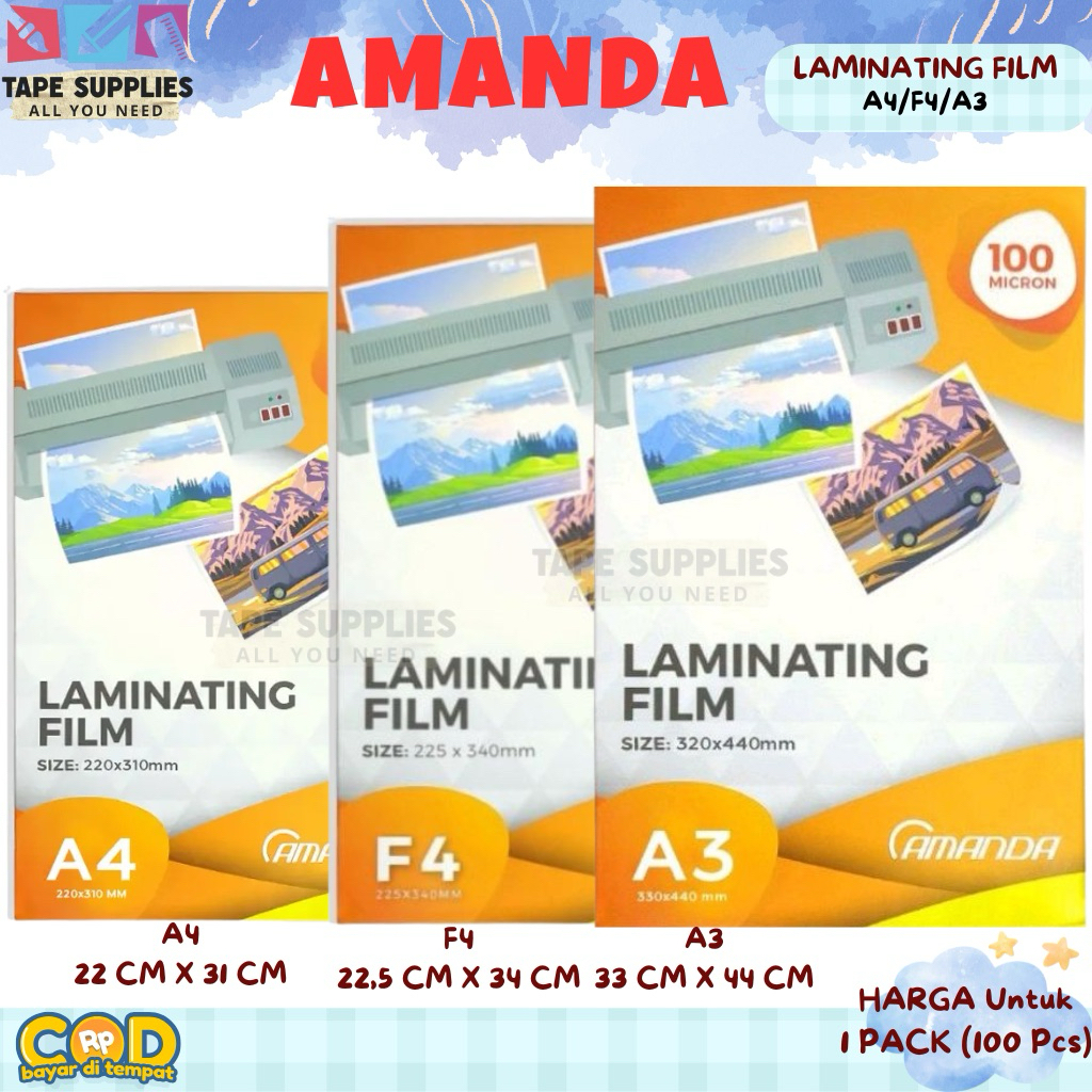 Jual 1 PACK Amanda Laminating Film A4 / F4 / A3 – Plastik Laminating ...