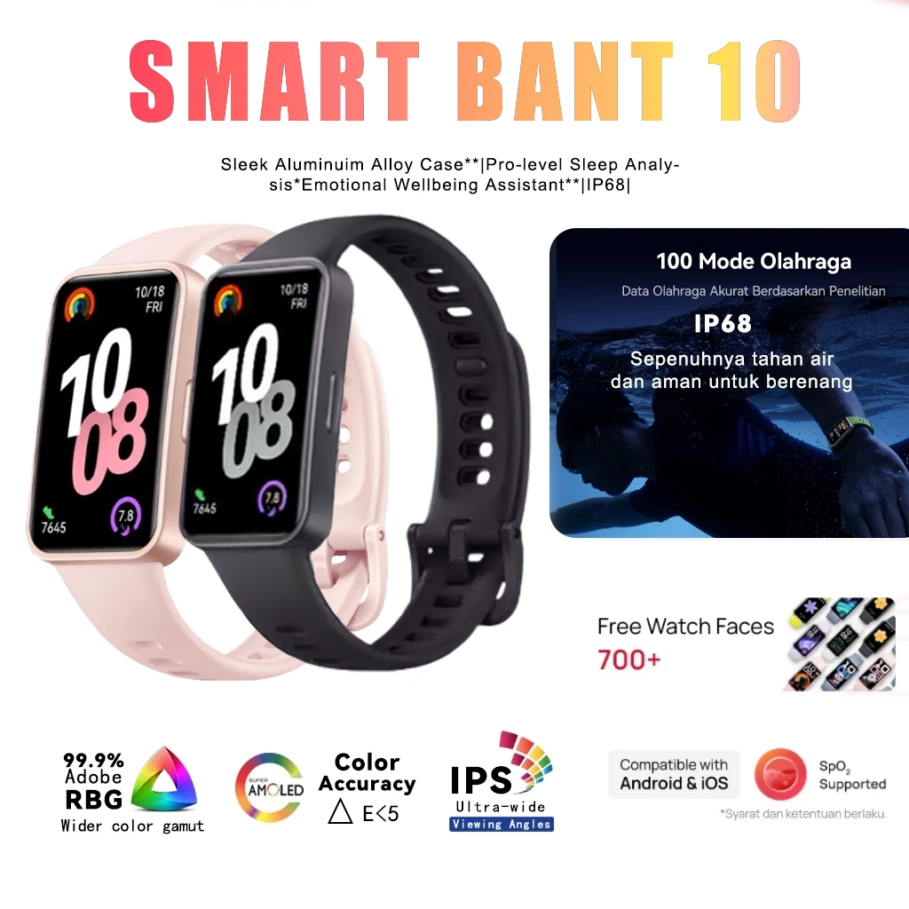 Jual SmartBand 10 Baru Original Hitam Simpel Waterproof IP68 Touch ...