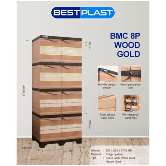 Jual Lemari BEST PLAST 8 Pintu BMC 8P GOLD Cabinet 4 Susun Lemari ...