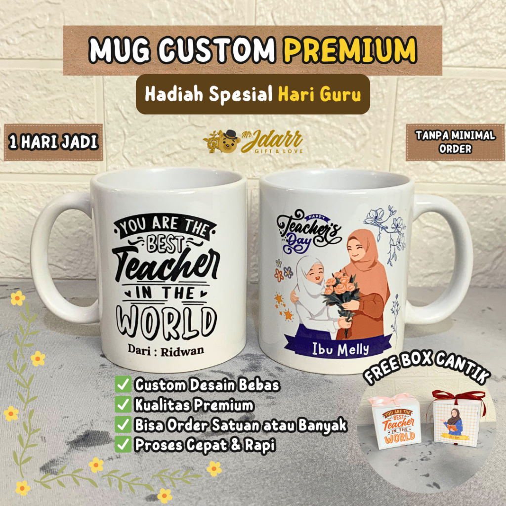 Jual Mug Custom Hari Guru | Kado Spesial Teacher Day | Souvenir Gelas Custom Free Desain Satu ...