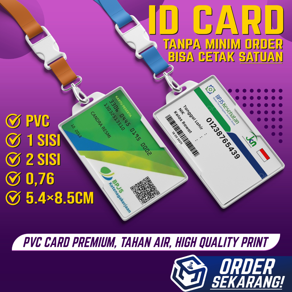 Jual CETAK ID CARD KARTU BPJS DIGITAL FISIK/ANTI LUNTUR, PVC STANDART ...