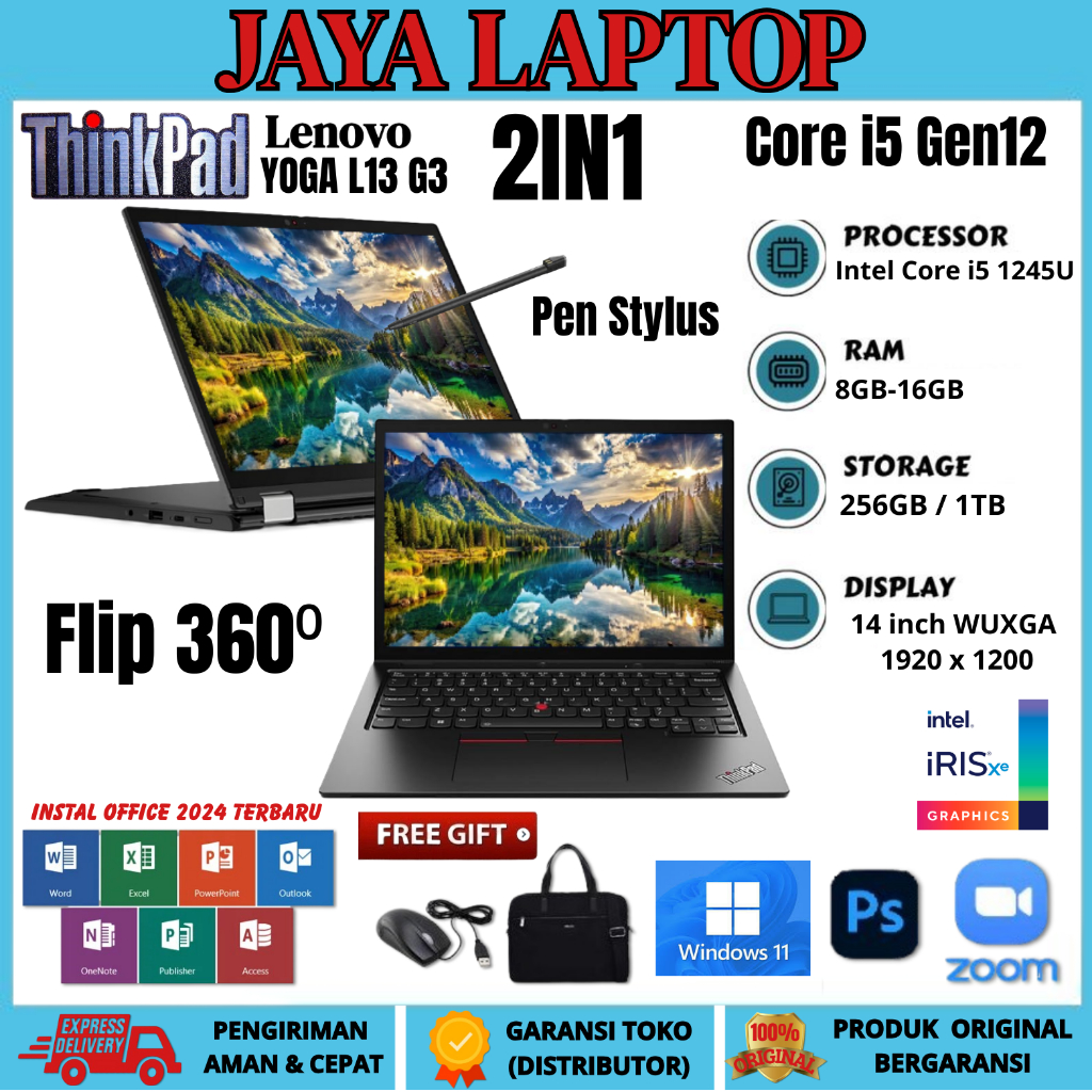 Jual LAPTOP LENOVO THINKPAD YOGA L13 i5 Gen15 2IN1 24GB/1TB FLIP 360 ...