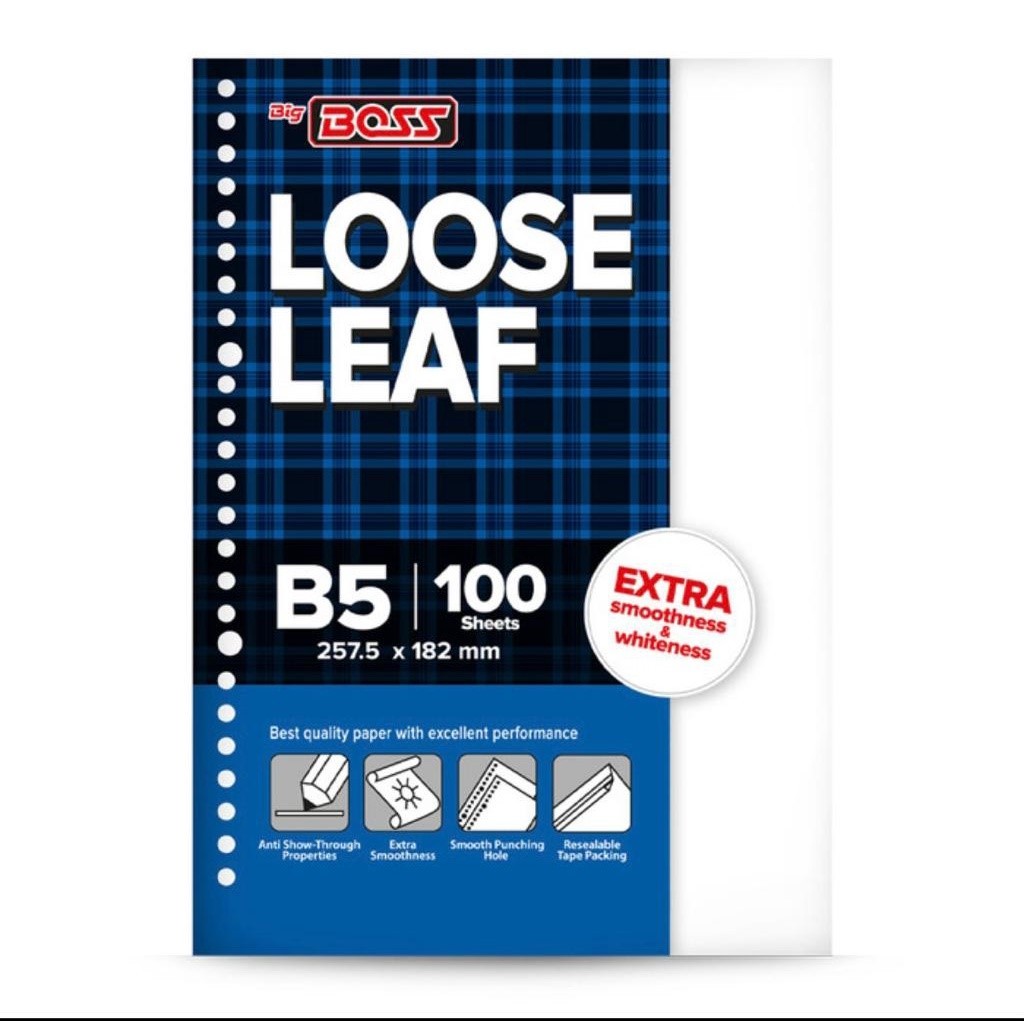 Jual BIG BOSS Loose Leaf B5 100 Lembar Polos 26 Ring Isi Binder ...