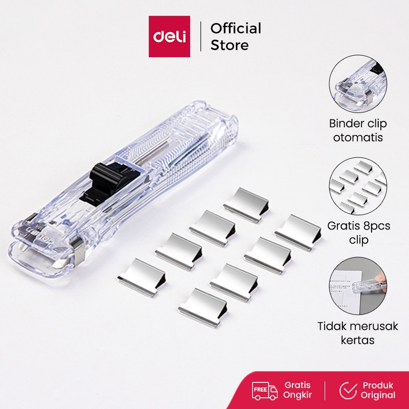 Jual Deli Fastener / Binder Clip Otomatis Gratis 8 Buah Clip 8591F ...
