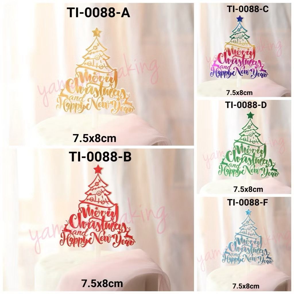 Jual GR-TI-0088 Topper tulisan merry christmas natal happy new year ...