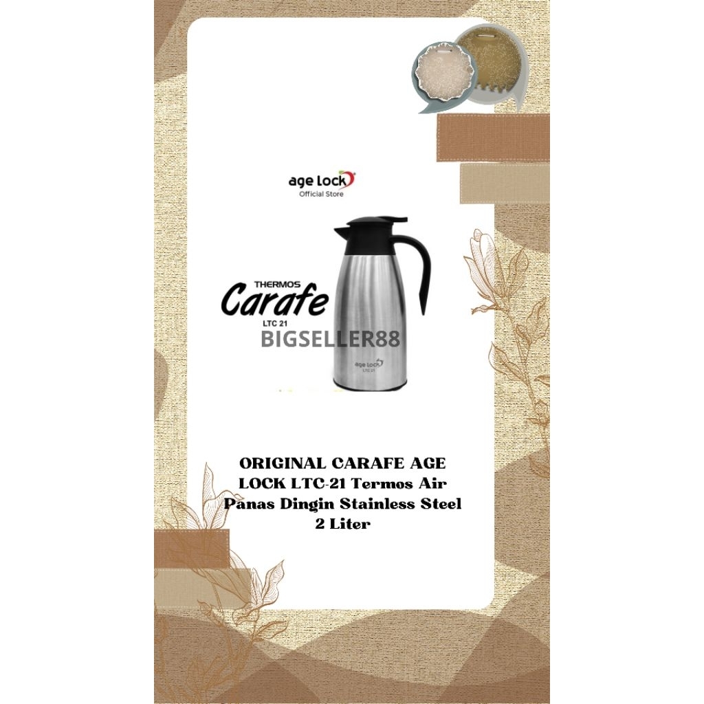 Jual ORIGINAL CARAFE AGE LOCK LTC-21 Termos Air Panas Dingin Stainless ...