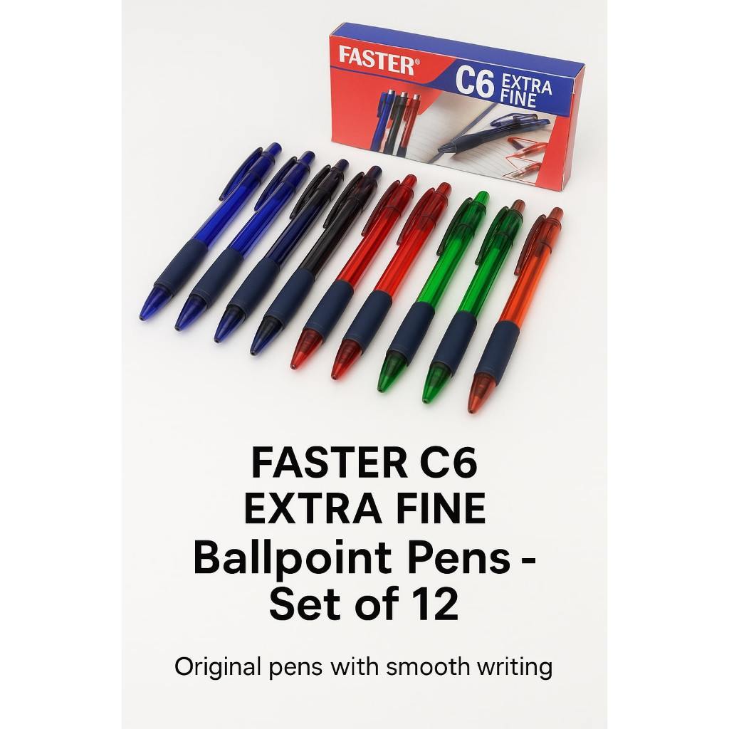 Jual Pulpen Faster C6 Hitam Bolpoin Ballpoint Extra Fine - 1 Pack Isi ...