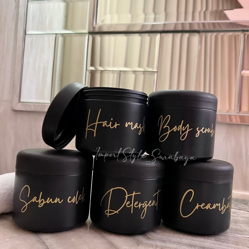 Jual TEMPAT LULUR HITAM JAR 500ML STIKER GOLD NEW . wadah sabun colek ...