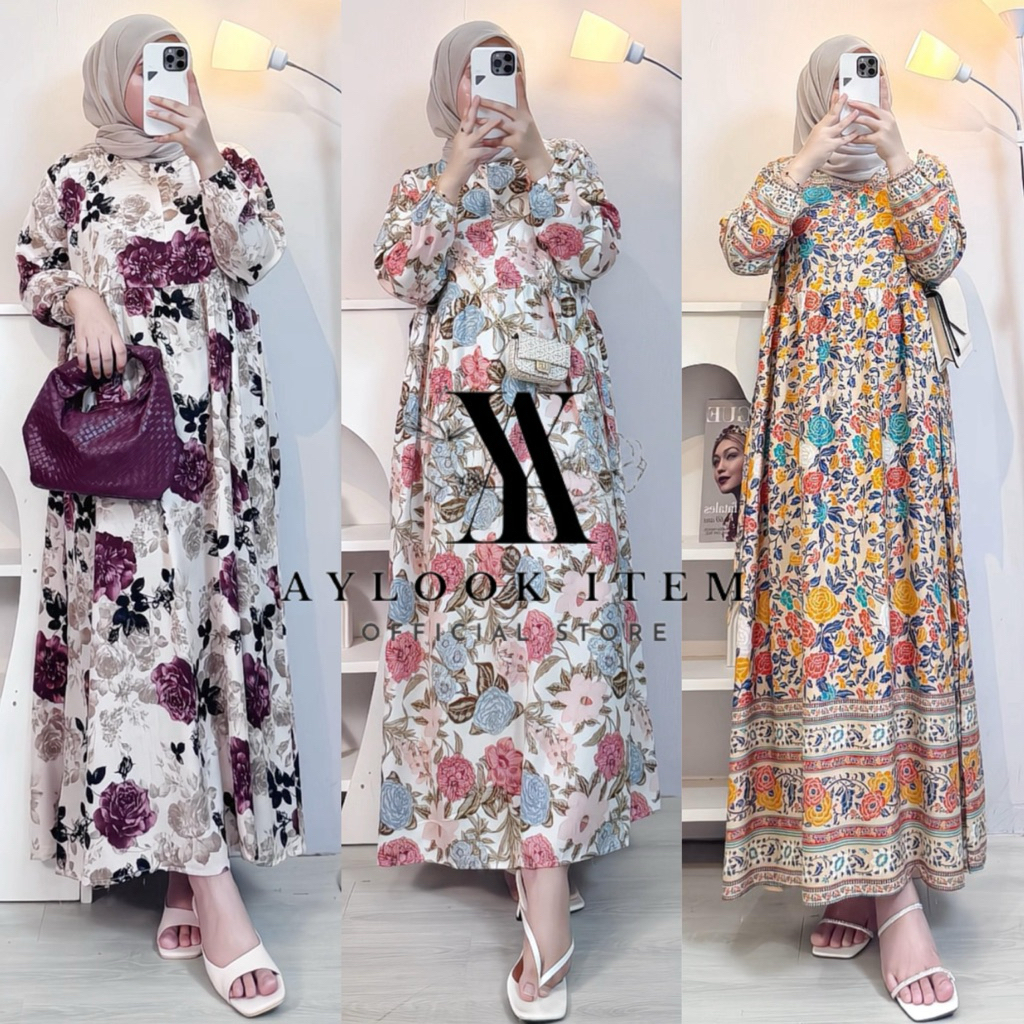 Jual MIDI DRESS WANITA RAYON ADEM NYAMAN DIPAKAI / GAMIS MUSLIM RAYON ...