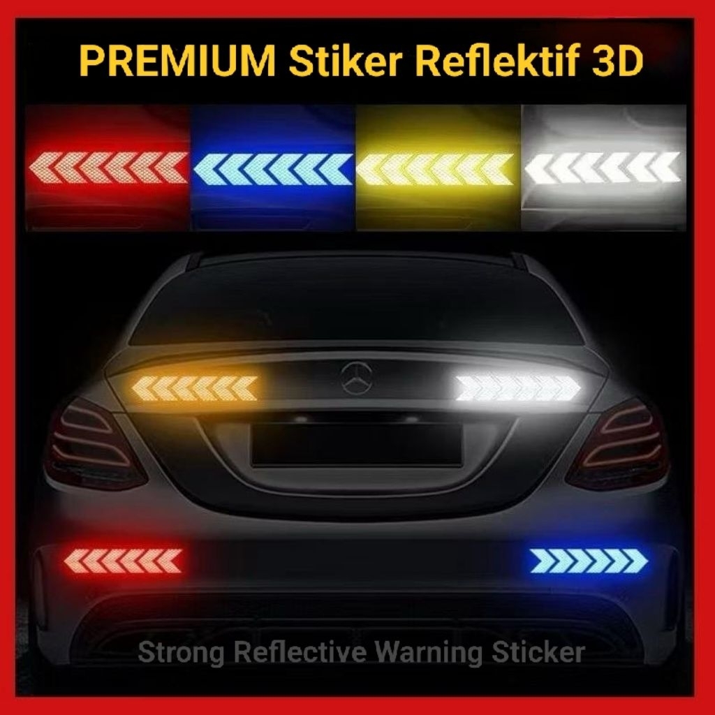 Jual 10Pcs Stiker Reflektif 3D Premium Bumper Belakang Mobil Sticker ...