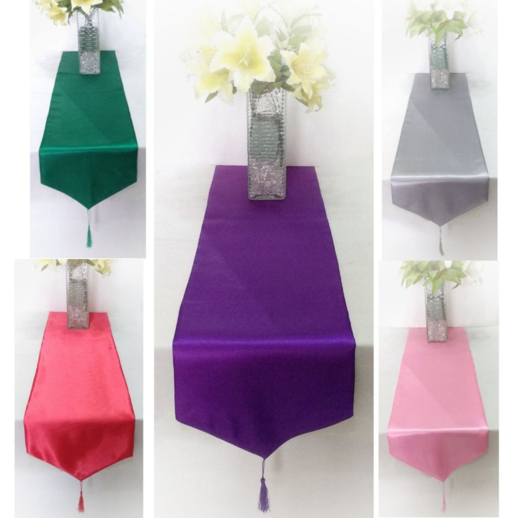 Jual Taplak meja tamu / meja makan / table runner kain satin polos 2 ...