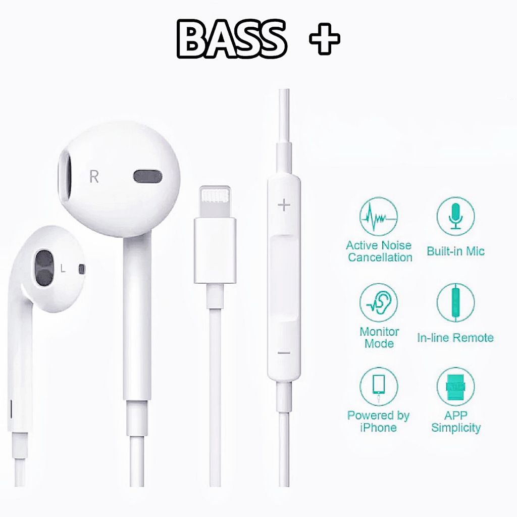 Jual Headset Bass+ Kabel Lightning/Type c port – Kompatibel HP Seri 7 ...