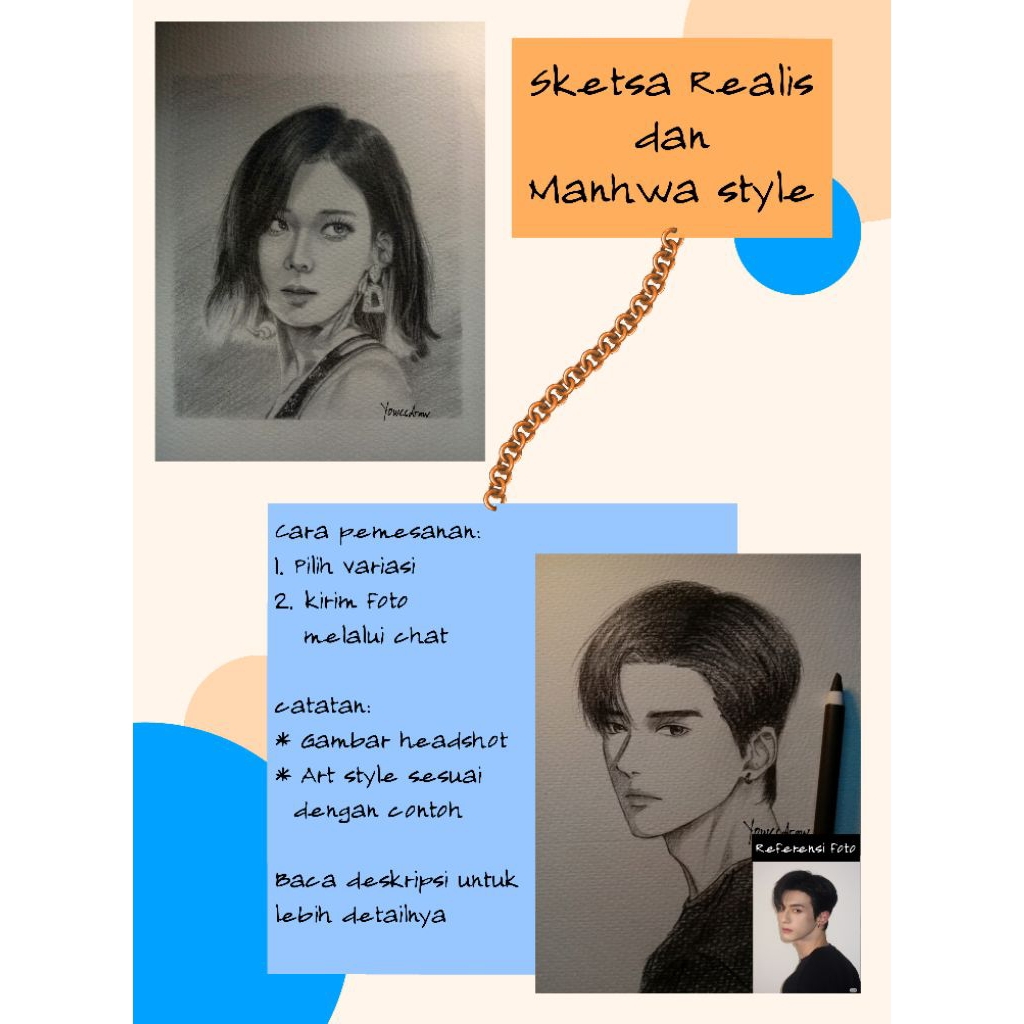Jual Sketsa Wajah (Realis/Manhwa Style) Baca deskripsi | Shopee Indonesia