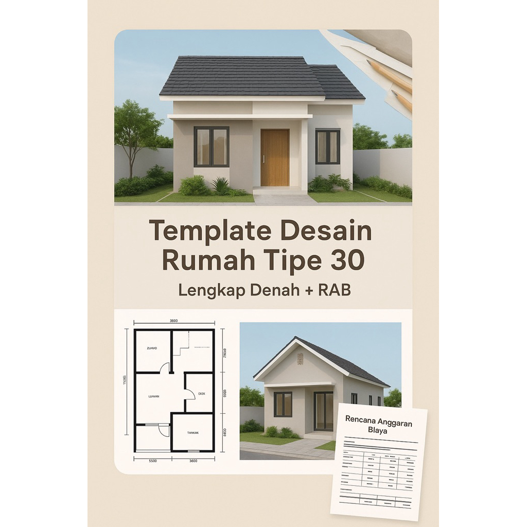 Jual Desain Gambar Tipe 30 Komplit (Gambar DED & RAB) | Shopee Indonesia