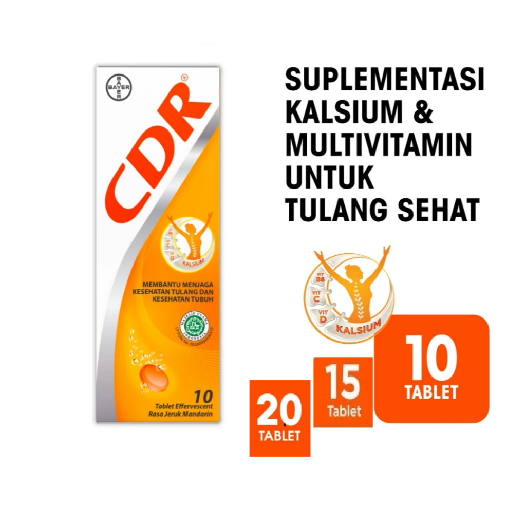 Jual CDR Suplemen Kalsium & Multivitamin Vitamin C 1000 Mg Vitamin D ...
