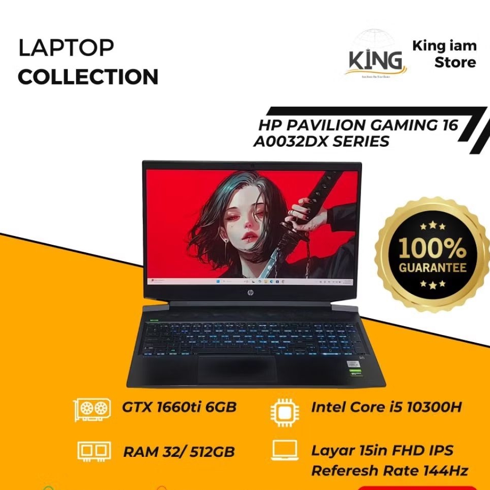 Jual Laptop Gaming HP Pavilion 16 A0032DX | i5-10300H GTX 1660Ti RAM 16 ...